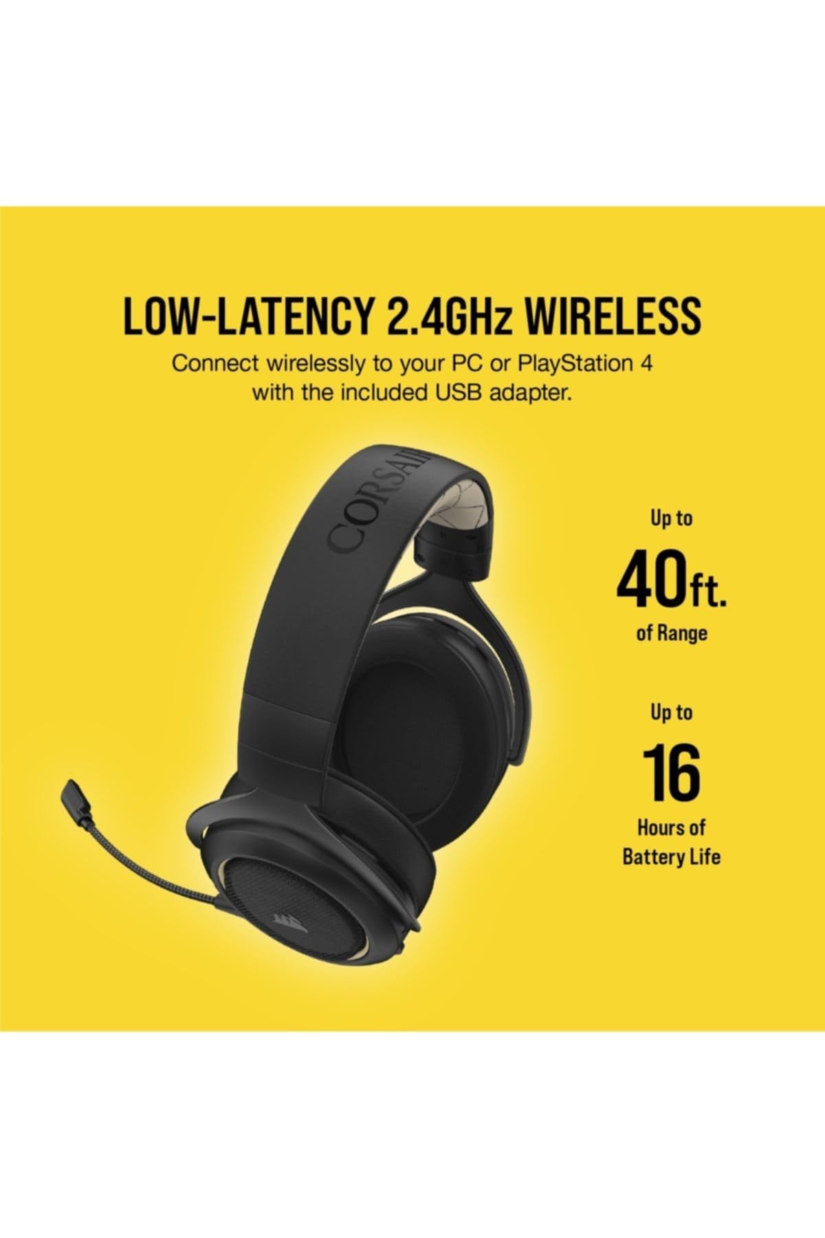 Corsair HS70 Pro Virtual 7.1 Wireless Gaming Headset w/Microphone - Cream