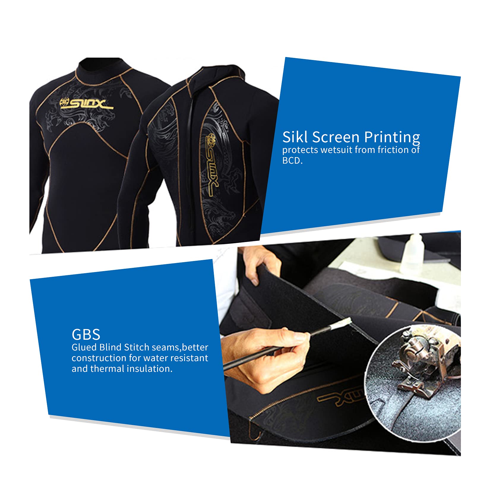 Dizokizo 5mm Wetsuits for Men Neoprene Long Sleeve Full Diving Surfing Suit