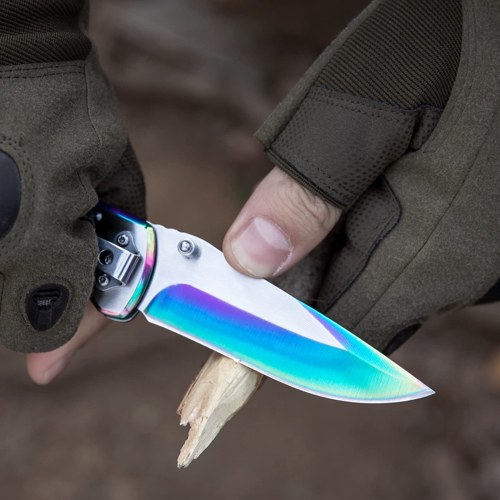 Dispatch Folding Pocket Knife with Stainless Steel Brushed Blade, Steel Handle, Liner Lock for Survival, Hunting, Tactical, Outdoor Camping EDC Tool