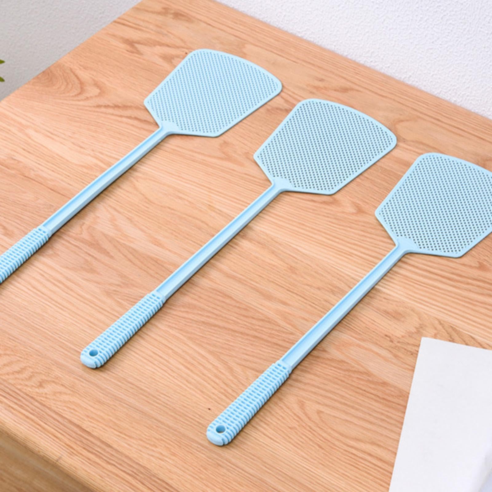 Generic Telescopic Fly Swatters - Heavy Duty Flyswatter | Long Handle Swatter with Hanging Hole | Manual Extendable Fly Swatters | Wide Mesh Fly for Home Garden Classroom Restaurant, flat shape