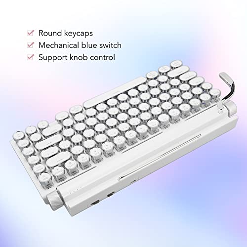 FOTABPYTI Mechanical Keyboard Round Keycaps Gaming Keyboard 83 Keys for Phone (White)