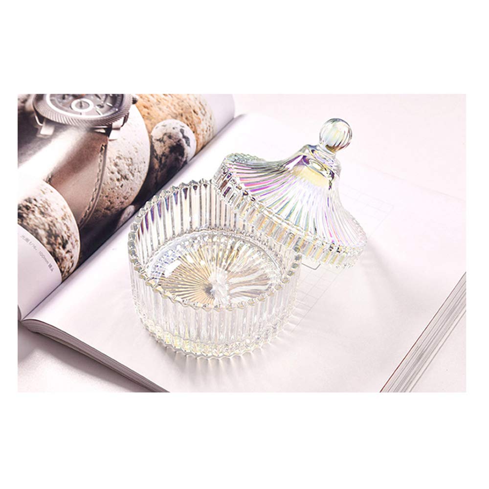 CHOOLD Luxury Colorful Tent Shaped Crystal Candy Jar with Lid,Clear Glass Apothecary Jar Wedding Candy Buffet Jar Food Jar. 10oz