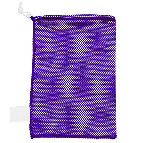 Champion Sports Mesh Sports Equipment Bag, Purple, 12x18 Inches - Multipurpose, Nylon Drawstring Bag with Lock and ID Tag for Balls, Beach, Laundry