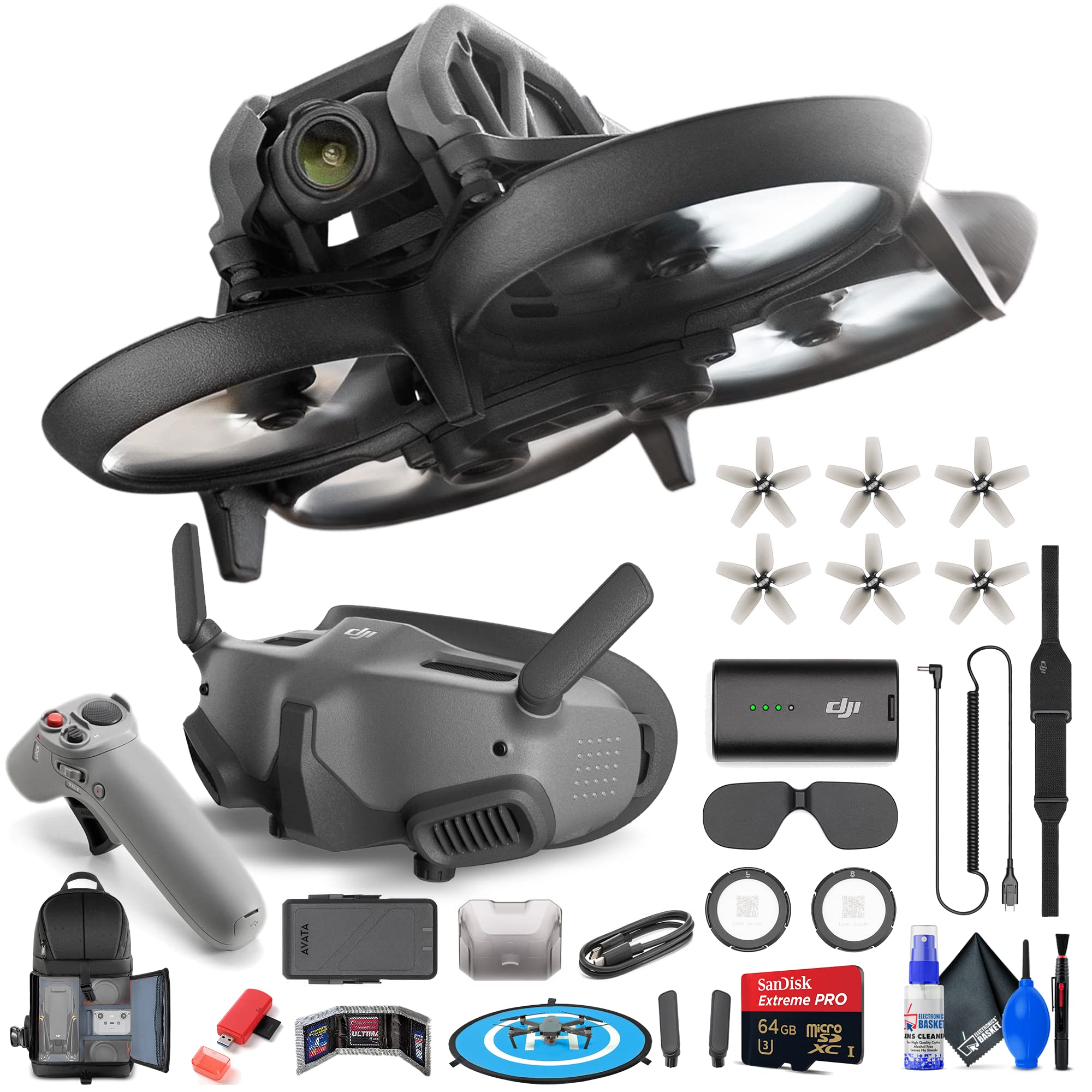 DJI Avata Pro View Combo with Goggles 2 (CP.FP.00000110.01) + 64GB Extreme Pro Card + BackPack + Landing Pad + Card Reader + Cleaning Kit + Memory Wallet + More