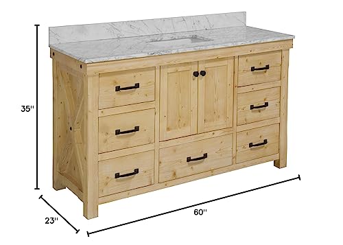Kitchen Bath Collection Tuscany 60-inch Single Bathroom Vanity (Carrara/Driftwood): Includes Driftwood Cabinet with Authentic Italian Carrara Marble Countertop and White Ceramic Sink