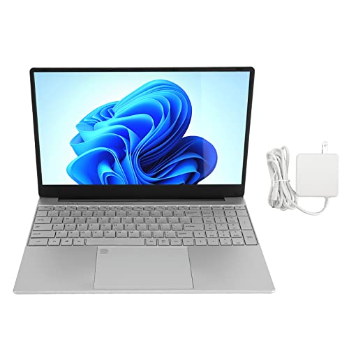 Fabul Portable Laptop, 2.4G 5G WiFi 15.6in Laptop Silver 1920x1080 IPS HD Quad Core Quad Thread 100‑240V 16G 256G for Work (16+256G US Plug)