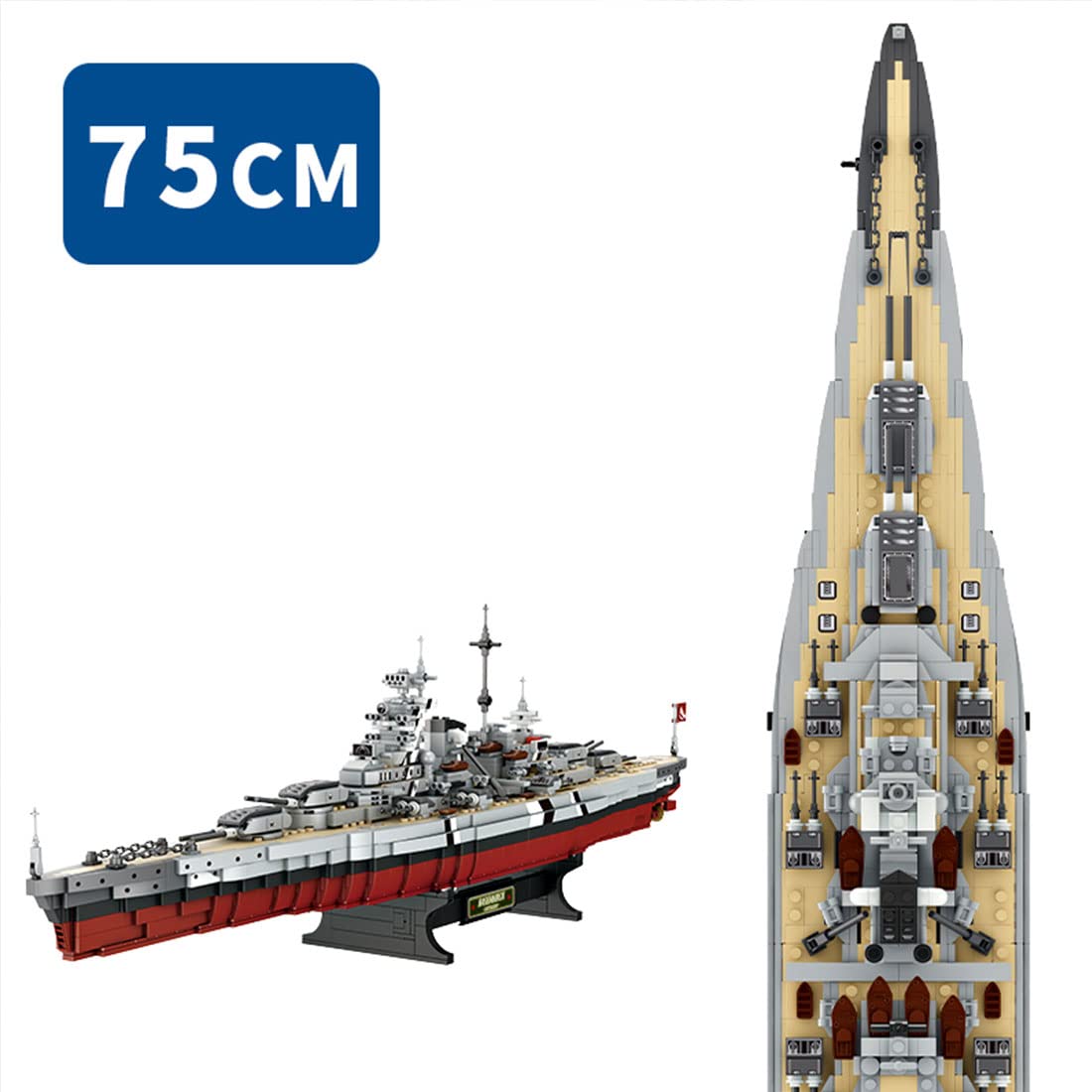 DIYI DIY Bismarck Battleship Model MOC Building Blocks Toys Set, Military Warship Compatible with Lego (2081PCS)