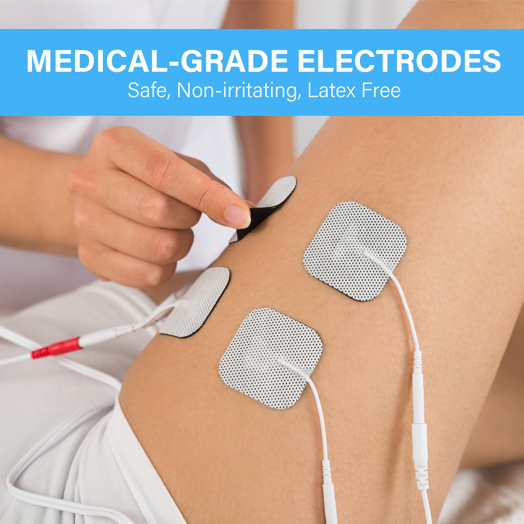 LotFancy TENS Unit Electrode Pads 2βx2β, 20 Pcs TENS Replacement Pads for Electrotherapy, Self-Adhesive TENS Pads for EMS Muscle Stimulation Machine, Reusable, Latex-Free