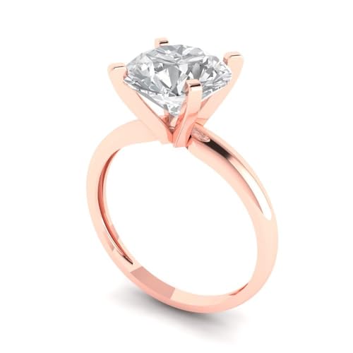 Clara Pucci 2.50ct Round Cut Solitaire White Lab Created Sapphire Engagement Bridal Promise Anniversary Ring in 18K Rose Gold 5