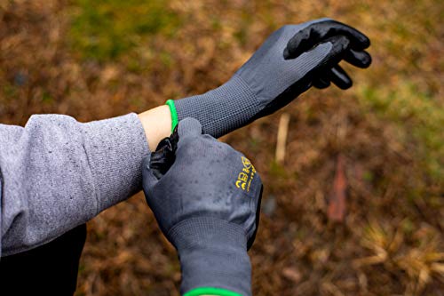 G & F Products 12 PAIRS Mens Working Gloves with Micro Foam Coating - Garden Gloves Texture Grip - men’s Work Glove For general purpose, construction, yardwork, Large (1519L-12),Grey/Black