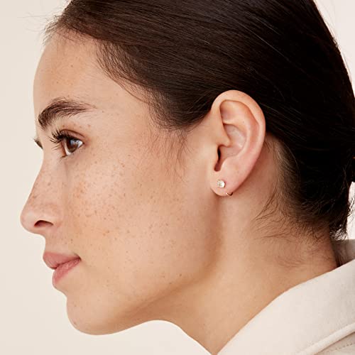 PAVOI Womens 14K Plated Yellow Gold - Half Hoop Huggie Earrings with Cubic Zirconia