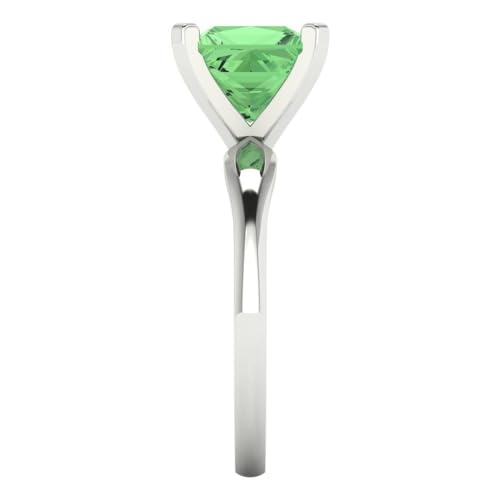 Clara Pucci 2.50ct Princess Cut Solitaire Green Simulated Diamond Engagement Bridal Promise Anniversary Ring 18K White Gold 7.5