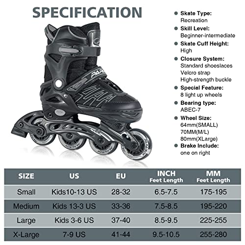 ITurnGlow Adjustable Inline Skates for Kids and Adults with Light up Wheels Beginner Skates Fun Illuminating Roller Skates for Kids Boys and Ladies