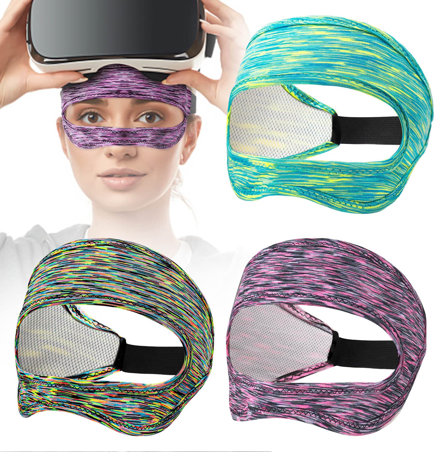 CUTEFA VR Masks Sweat Band Adjustable Breathable Eye Mask for Oculus Quest 2 Accessories, Washable Facemask Cover HMD Padding for VR Workouts Supernatual (3pcs)