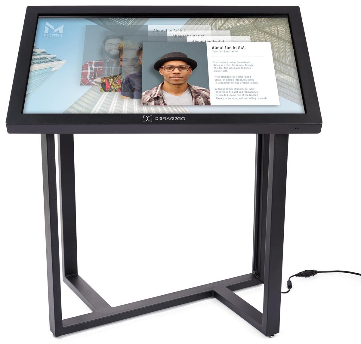 Displays2go Floor Standing Digital Touch Screen, 43" Display, 10pt, 7.1 Android OS - Black (DGSNKS43BK)