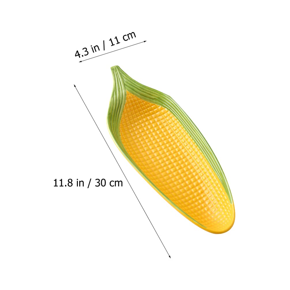 Corn Holder Ceramic Serving Corn Shape Dishes Ceramic Dining Table Snack Plate Cheese Platter Appetizer Trays Dinnerware Supplies for Snack Food Nuts Porcelain Dinner Plates Corn Cob Trays