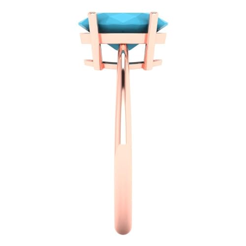Clara Pucci 2.5ct Oval Cut Solitaire Simulated Turquoise Engagement Wedding Bridal Promise Anniversary Ring 18K Rose Gold Size 6.25