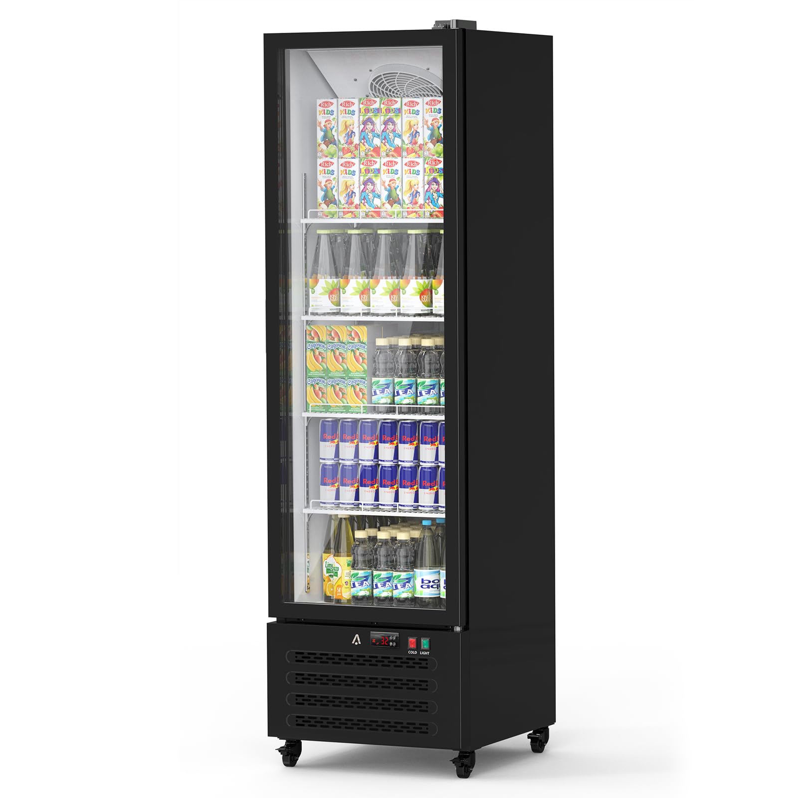 GarveeTech Commercial Display Refrigerator, 11.6 Cu Ft Beverage Refrigerator Display Fridge, Double-layer Glass Door Upright Merchandiser Drink Cooler with Adjustable Shelves & Drink Organizers