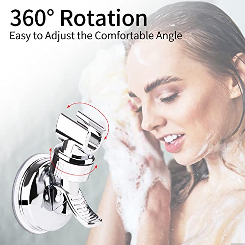 erduoduo Shower Head Holder,Handheld Shower Head Holder with Suction Cup,Adjustable Shower Head Holder for Wall(Silver-1pcs)