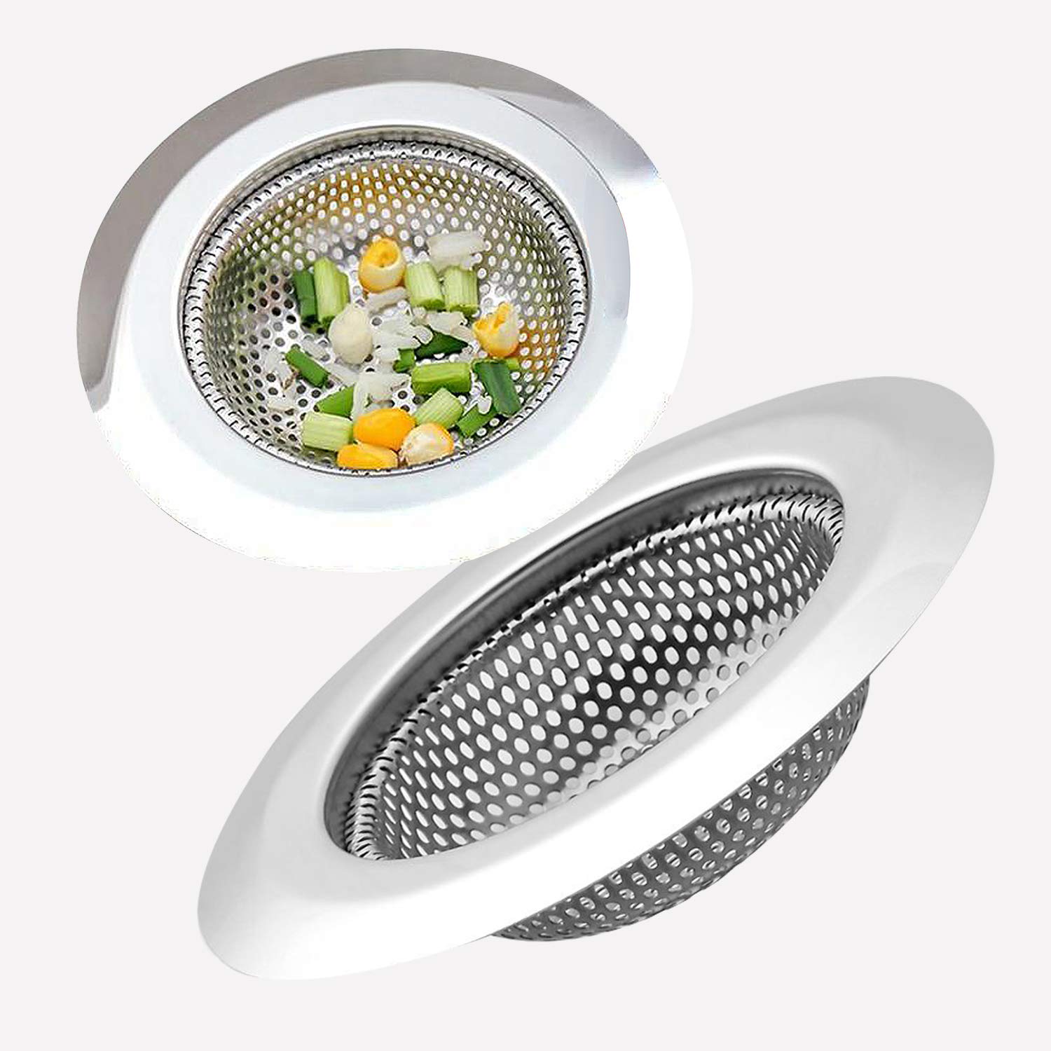 Kitchen Sink Strainer Kitchen Sink Stopper, Professional Stainless Steel Sink Filter, With Dense Mesh (2 PCS) for Draining Kitchen, Bathroom, Bathtub, Washbasin
