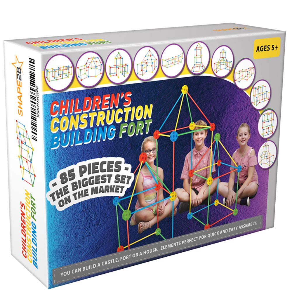Shape28 Construction Fort Building Kit - 85 Pieces with Storage Bag - Multicolor Construction Fort Building Kit - 85 Pieces with Storage Bag - Multicolor…
