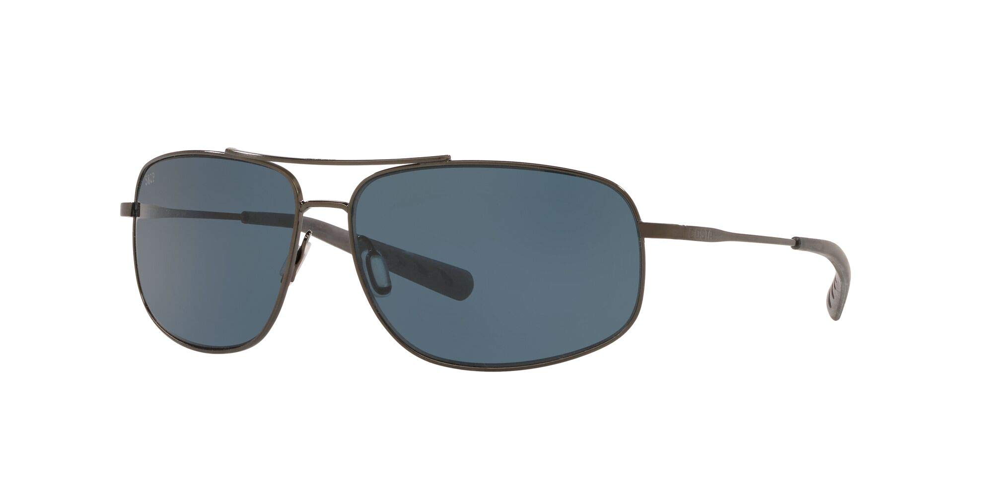 Costa Del Mar Men's Shipmaster Rectangular Sunglasses, Brushed Dark Gunmetal/Grey Polarized-580P, 62 mm