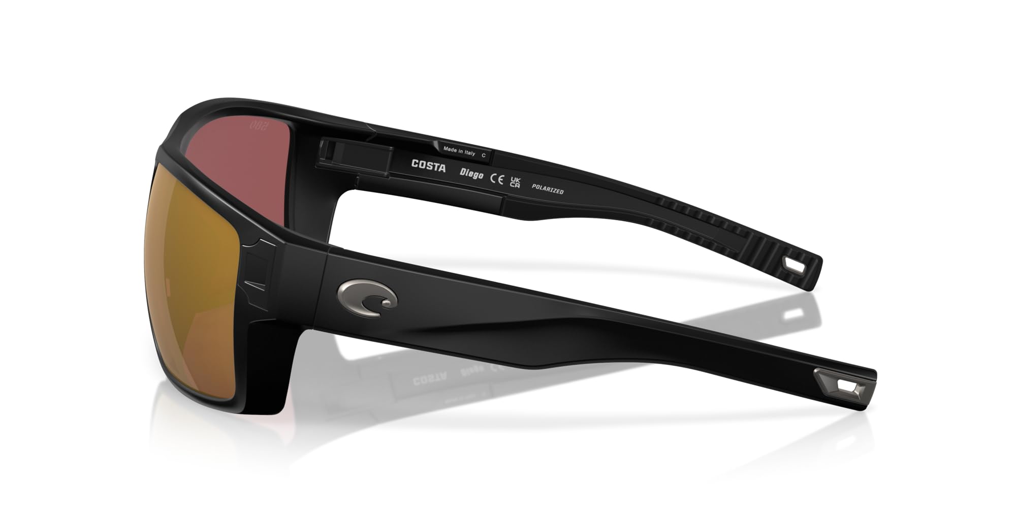 Costa Del Mar Mens Diego Rectangular Sunglasses, Matte USA Grey/Blue Mirrored Polarized-580G, 62 mm