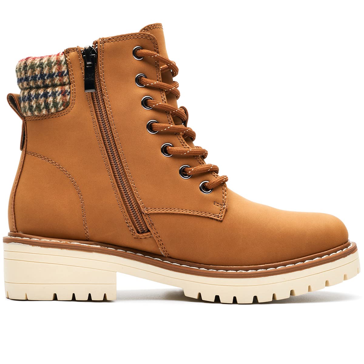 DeYashopin Womens Hiking Boots Non-slip Outdoor Casual Boot Leather Camel 7