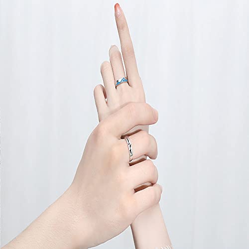 Couple Open Adjustable Rings Mountain and Sea Forever Love Matching Promise Rings Set Matching Rings for Men Women (B), Silver