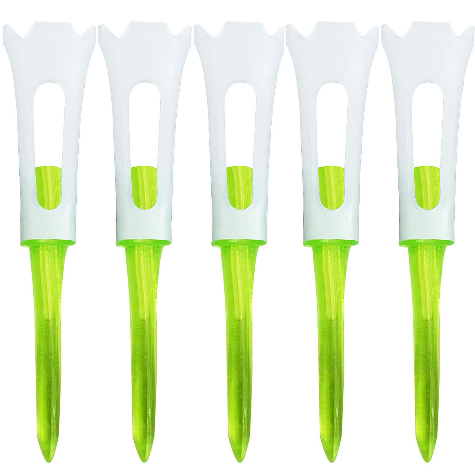 BRAMASOLE Golf Tees 3 1/4 inch Plastic Unbreakable Bulk 12/25/50 Pack 83 mm Long Upgrade Flexible Low Resistance Cushion Side Spin Stable Tee for Men Women Practice (25 Pack, Green)