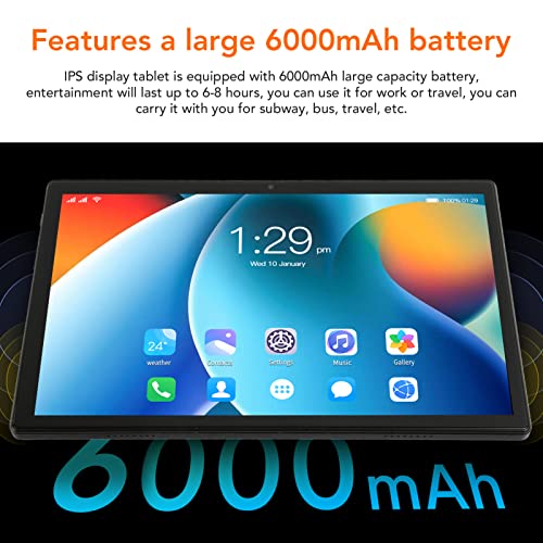 FUWE Tablet, 1960 X 1080 Dual Cameras 128GB ROM Tablet PC 2.4G5G GPS Function 100240V for Office for School (US Plug)