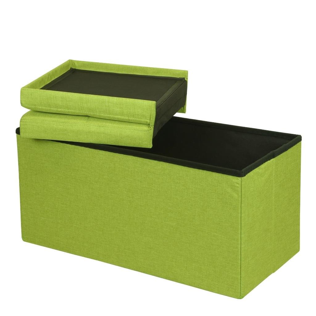 Otto & Ben Folding Box Chest with Smart Lift Top Upholstered Tufted Ottomans Bench Foot Rest for Bedroom and Living Room, 30", Lime Green