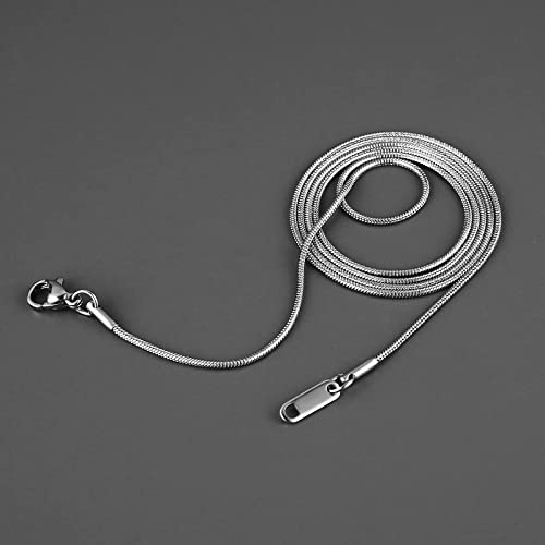 HZMAN Silver 1.2mm Width Stainless Steel Dainty Thin Round Snake Chain Necklace 16"-24'' inch Link for Women Men with Lobster Claw Clasp(16"