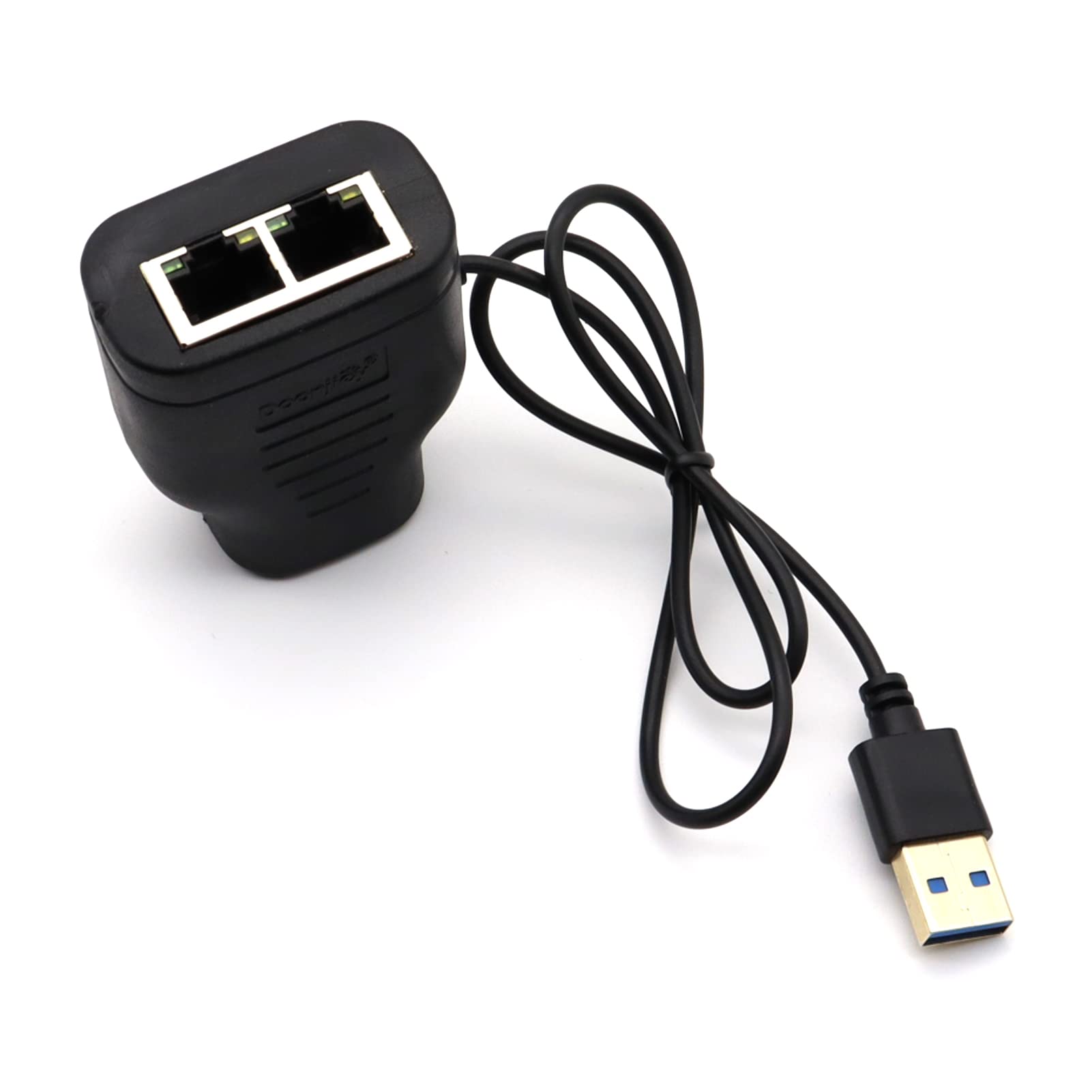 Disscool RJ45 Network Splitter Adapter, LAN Couple USB to RJ45 Port with USB Power Cable 1 to 2 Ethernet Extender Connecter 8P8C for Cat5/Cat5e/Cat6/Cat6e/Cat7