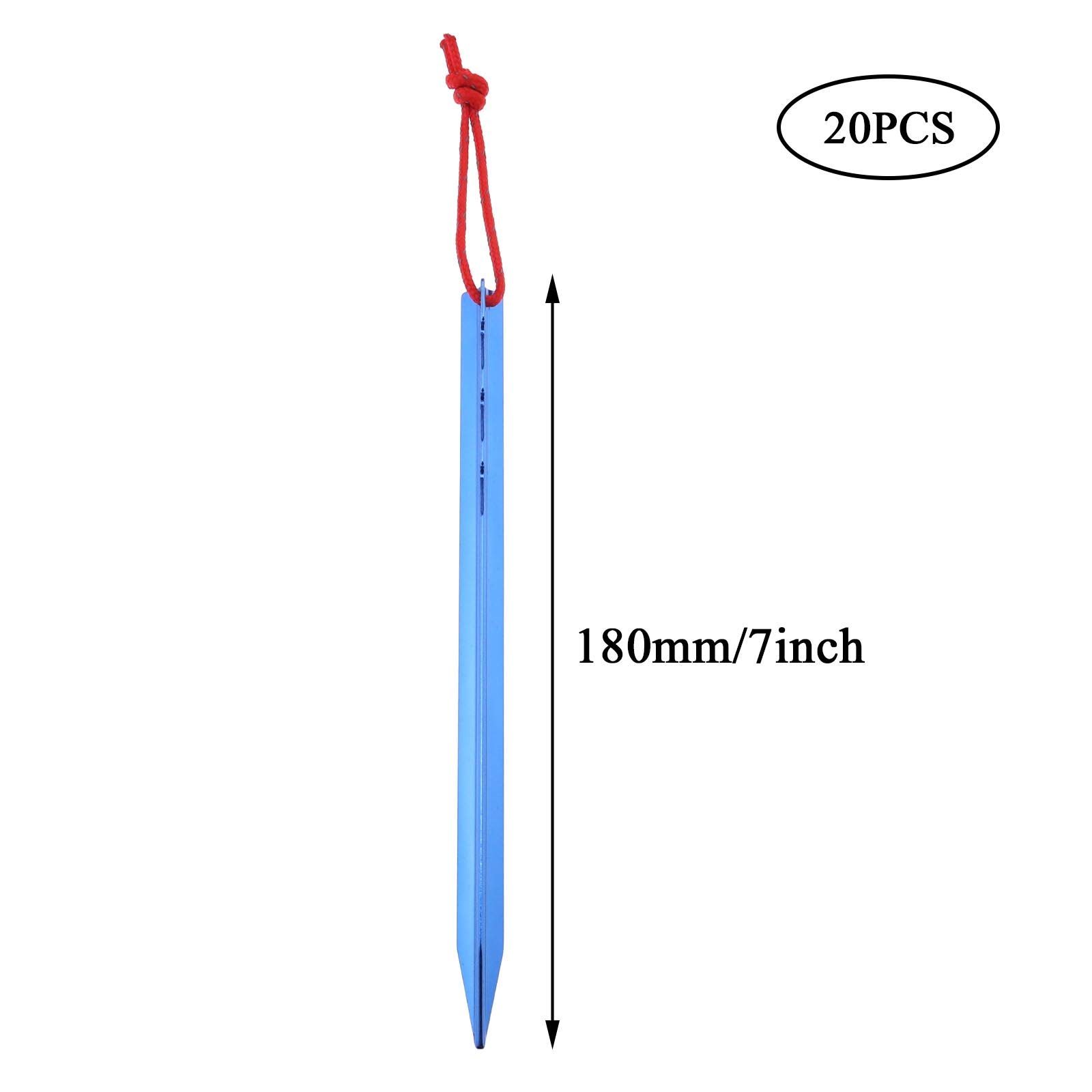 Create idea 20Pcs Ground Outdoor Hiking Camping Tent Peg Portable Stakes Tent Nail Titanium Alloy Blue
