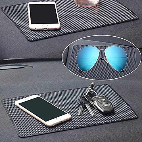 Limoly Anti Slip Mat, Non-Slip Rubber Pad 7 x 5, Universal Anti-Slip Car Dash Sticky Mat for Phones Sunglasses Keys GPS Electronic Devices (Black/Grid)