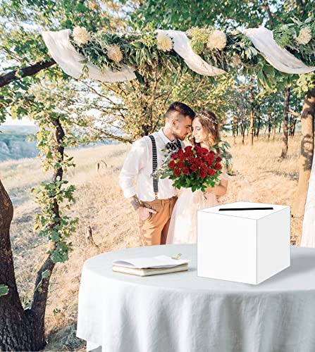 SietDESEO White Money Box Card Box Holder for Wedding Party Birthday Baby Shower Bridal Shower Raffle Ticket