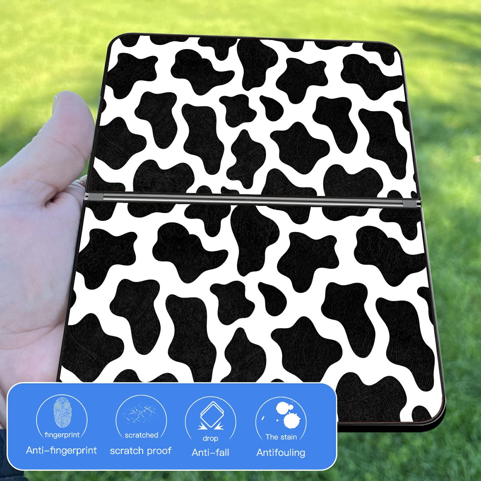 Case for Microsoft Surface Duo 2020, Dikoer Microsoft Surface Duo Phone Case for Women Men, Heavy Duty Ultra Slim Hard PC Back Shockproof Flip Cover for Microsoft Surface Duo 8.1", Cow Print
