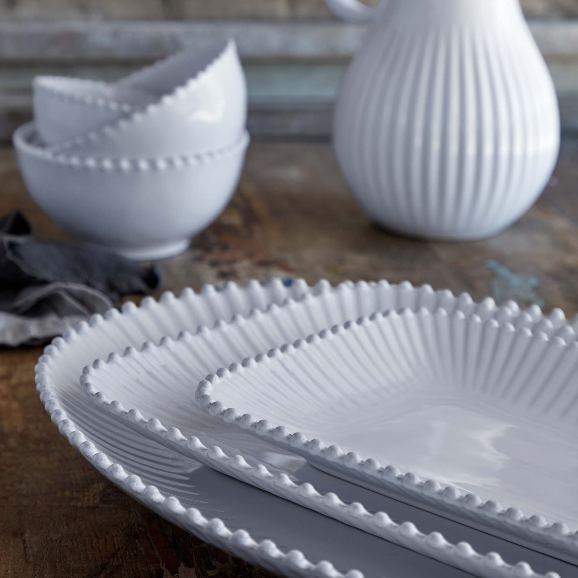 Costa Nova Ceramic Stoneware 16'' Rectangular Platter - Pearl Collection, White | Microwave, Dishwasher, Oven & Freezer Safe Dinnerware | Food Safe Glazing | Restaurant Quality Serveware
