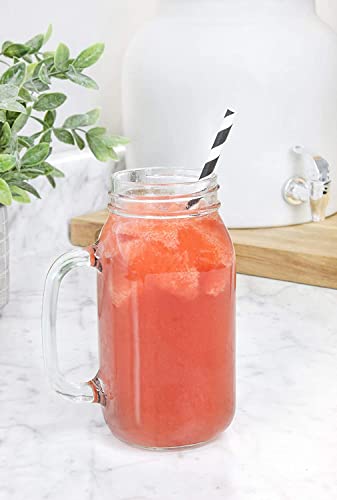 Darware Mason Jar Mugs with Handles (24oz, Clear, 4-Pack); Glass Drinking Glasses for Cold Beverages, Decoration, Storage, Party Favors, Cocktails, Floats