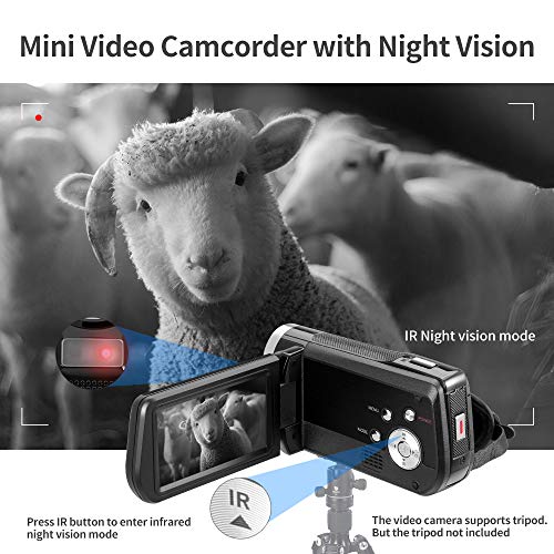 ORDRO 4K Camcorder Video Camera IR Night Vision Vlogging Camera Recorder Full HD 1080P 60FPS 3.0 Inch IPS Touch Screen YouTube Vlogging Camcorder for Beginners with 2 Batteries