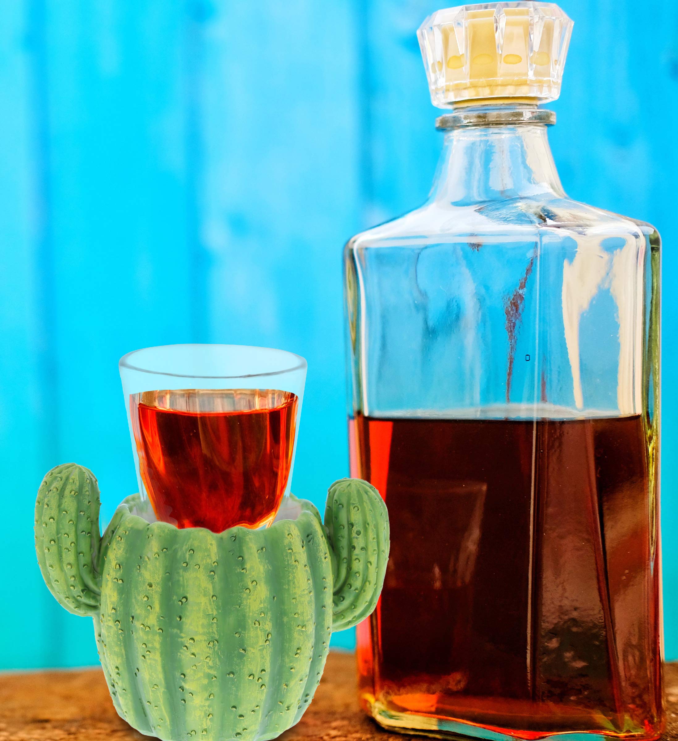 CoTa Global Green Cactus Plant Shaped Shot Glass Cool & Funny Whiskey Tequila & Alcohol Drinking Glass For Shots, Decor Shot Glasses 3.75" x 4" 1.5 Oz