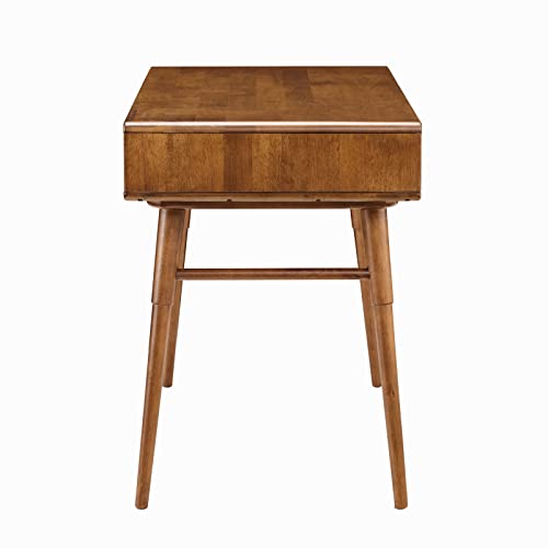 LuuLake Mid Century Modern Desk Writing Desk with Drawers Solid Wood Desk for Home Office Small Study Table Walnut 48x18