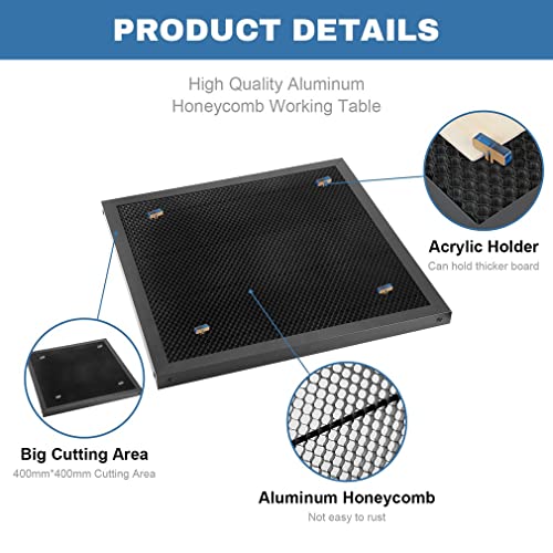 JOYWA Honeycomb Laser Bed(19.68"x 19.68"x 0.87"),Honeycomb Working Table, for Fast Heat Dissipation and Desktop-Protecting, Compatible with All Laser Cutter