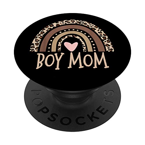 Rainbow Leopard Print Boy Love Mom PopSockets Swappable PopGrip