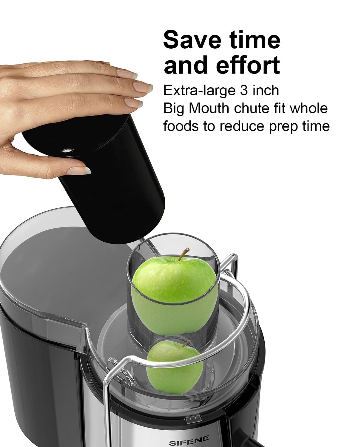 SiFENE Quick Juicer Machine, Centrifugal Juicer with 3" Big Mouth for Whole Fruits & Veggies, Easy to Clean, Non-BPA Stainless Steel Kitchen Juicer