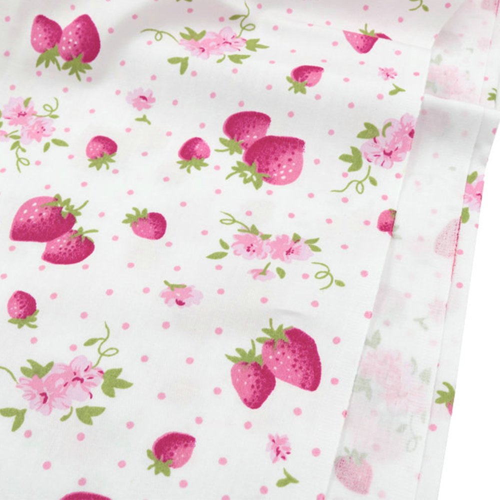 Hanjunzhao Strawberry Fabric by The Yard, Strawberries on White Background, Cotton Fabric for Clothing Sewing and Arts Crafts, 39 by 63-inch (1.09 by 1.75-Yard), Pink White