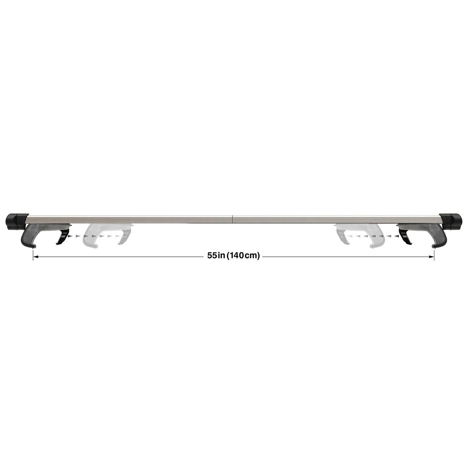 CargoLoc 2-Piece 52" Aluminum Roof Top Cross Bar Set – Fits Maximum 46” Span Across Existing Raised Side Rails with Gap – Features Keyed Locking Mechanism, Silver