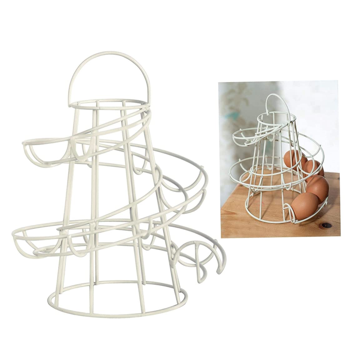 Egg Skelter Spiral Storage Rack Kitchen Spiraling Dispenser Holder for Countertop Egg Baskets