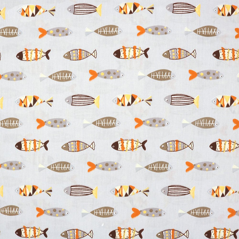 Hanjunzhao Zoo Animals Fat Quarters Fabric Bundles, Bear Fish Print Precut Sewing Quilting Fabric,18" x 22"(Multi)